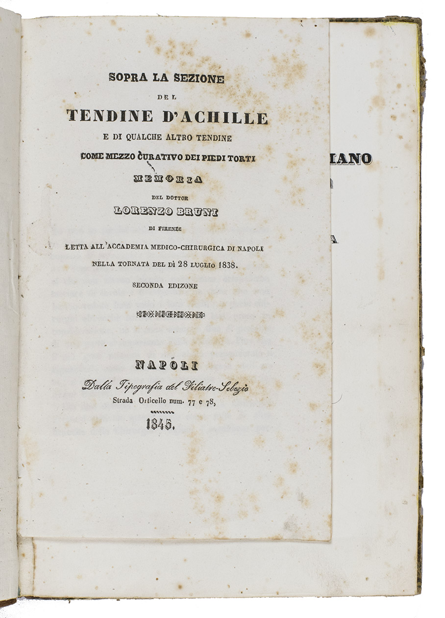 Five rare works by the Italian orthopaedist Lorenzo Bruni (1804-1848 ...